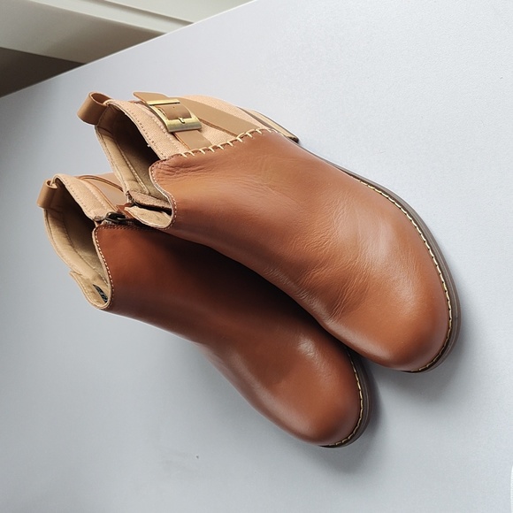 Spenco | Shoes | Spenco Womens Saddle Tan Leather Side Zip Ankle Boots ...